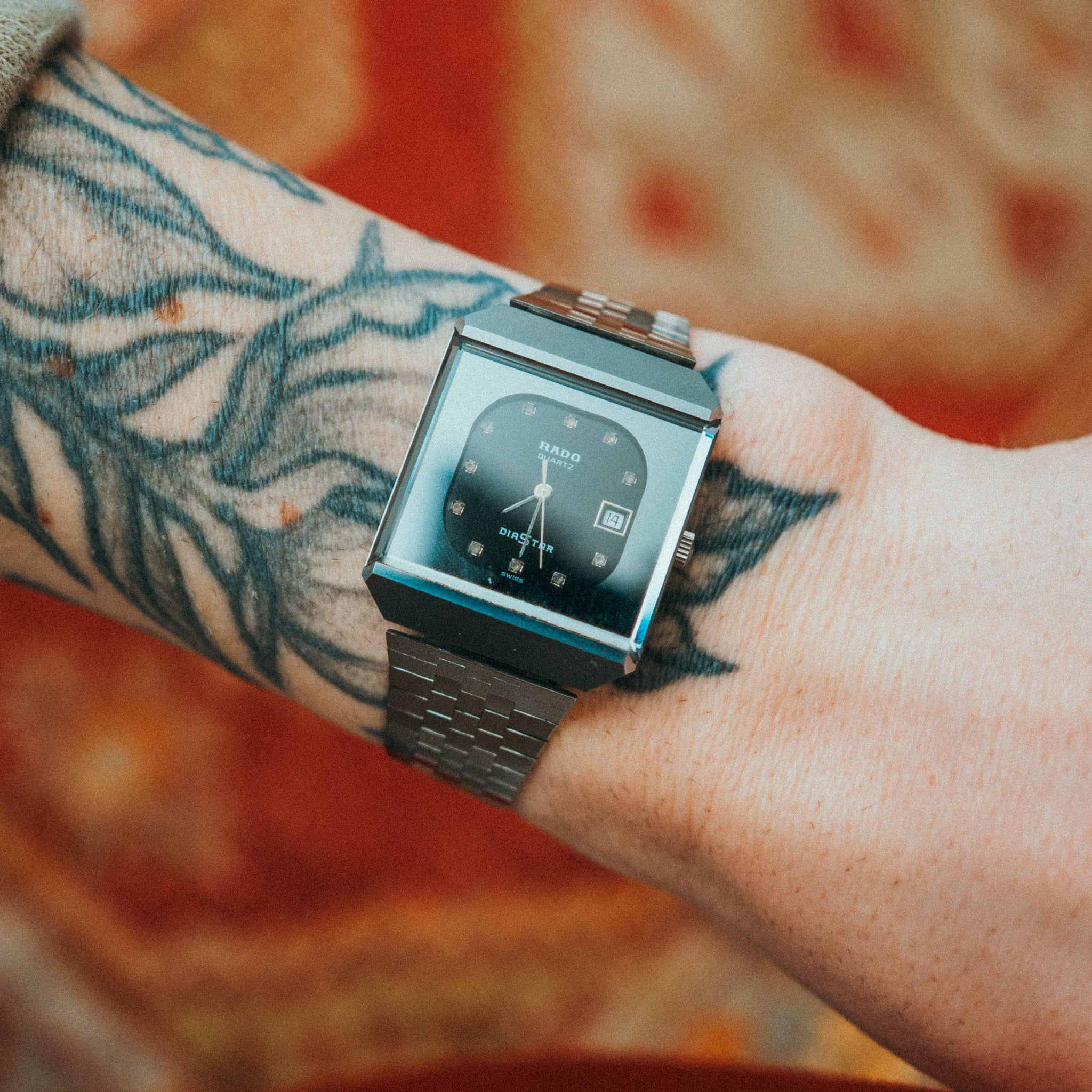 Rado Quartz Square Watch - Blue Gradient Dial with Mesh Bracelet ...